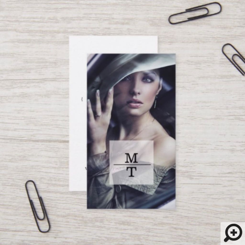 Minimal & Modern Monogram Photo Business Card - Moodthology Papery