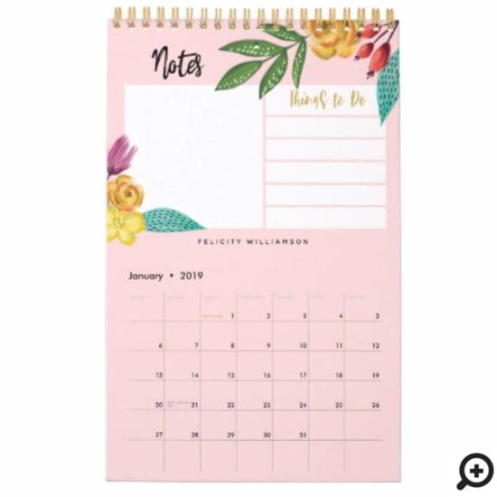 Wildflower Botanical Garden Notes & To Do Calendar - Moodthology Papery
