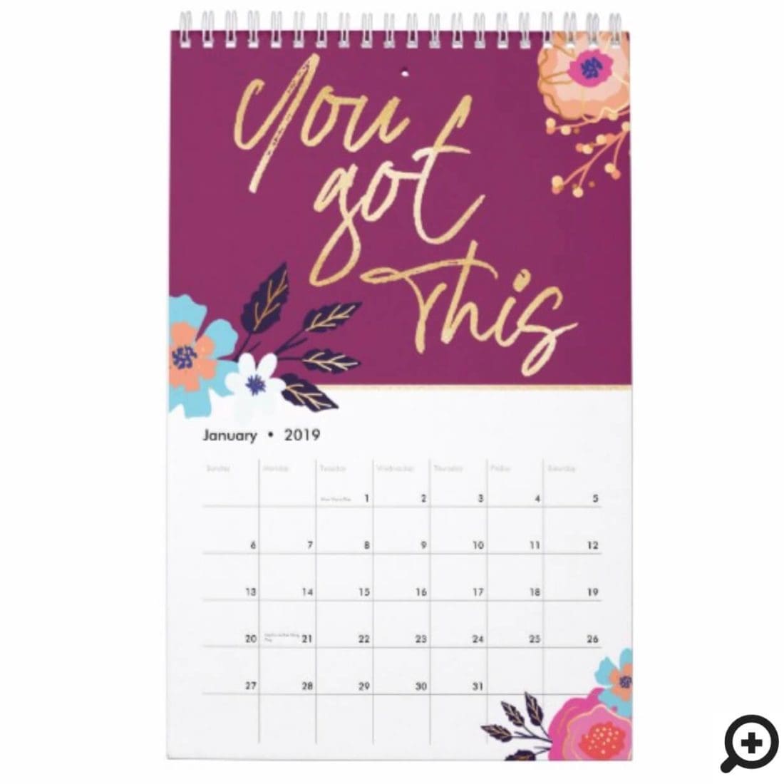 Welcome To A New Year Floral Inspirational Quotes Calendar ...