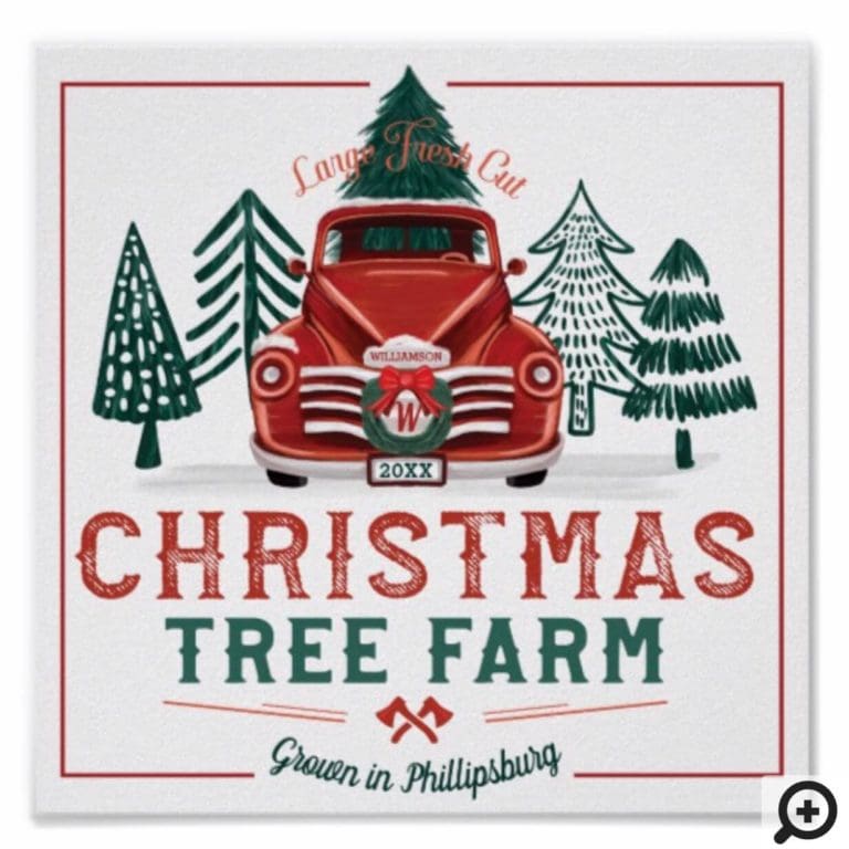 Large Fresh Christmas Tree Farm Vintage Truck Poster - Moodthology Papery
