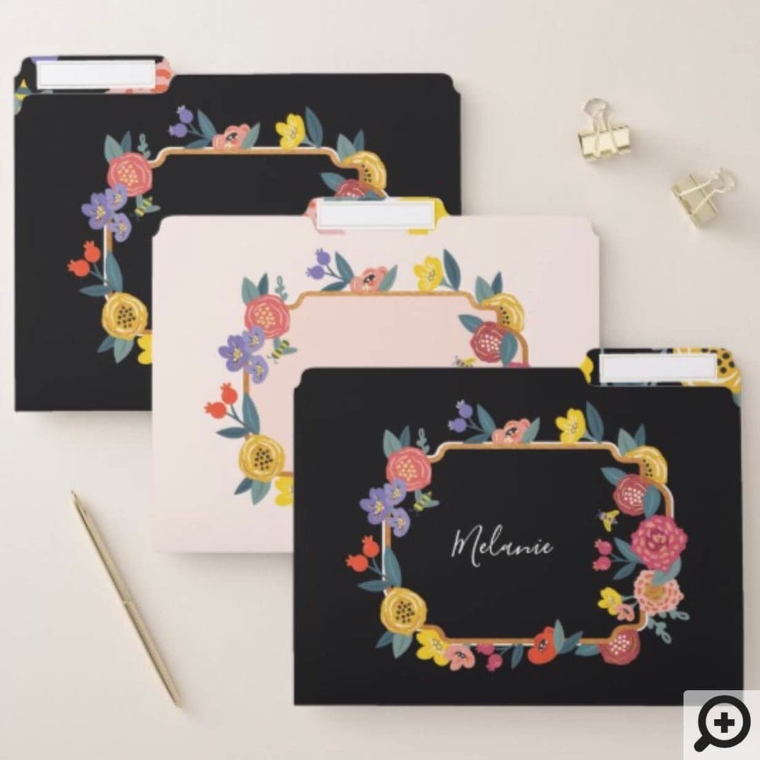 Pretty Vibrant Floral Wildflowers & Honey Bee File Folder - Moodthology ...
