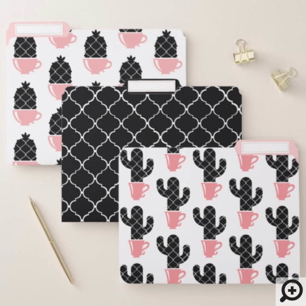 Fun, Trendy & Chic Stylish Potted Cactus Plants File Folder ...