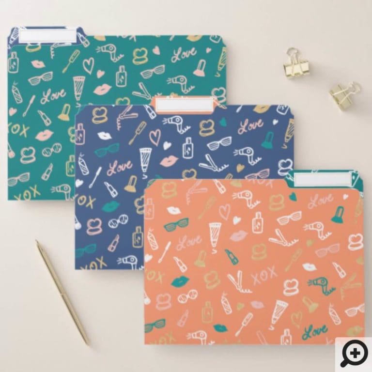 Cute Girly Modern Trendy Chic Beauty Makeup Icon File Folder ...