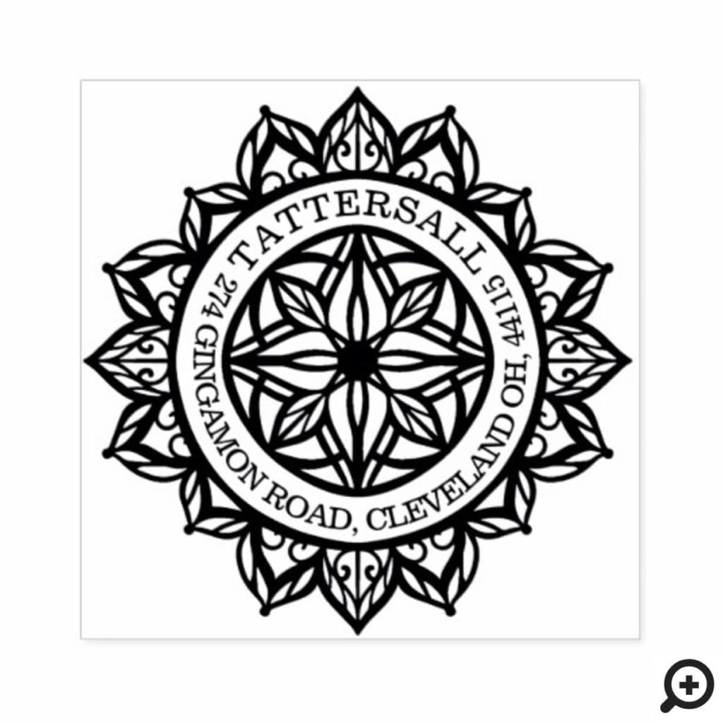 Custom Monogram Initial Spiritual Mandala Lotus Rubber Stamp ...