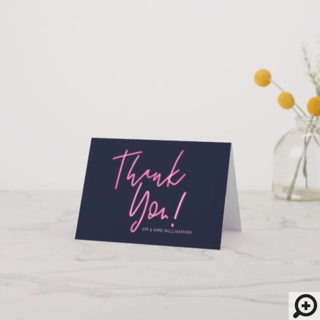 Electric Love Neon Pink Typographic & Heart Thank You Card ...