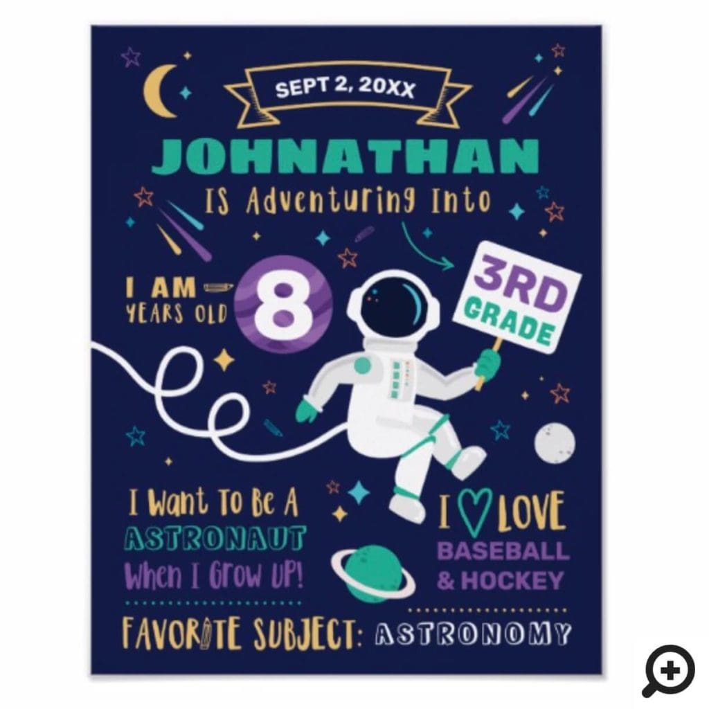 First Day of School Chalkboard Outer Space White Poster - Moodthology ...