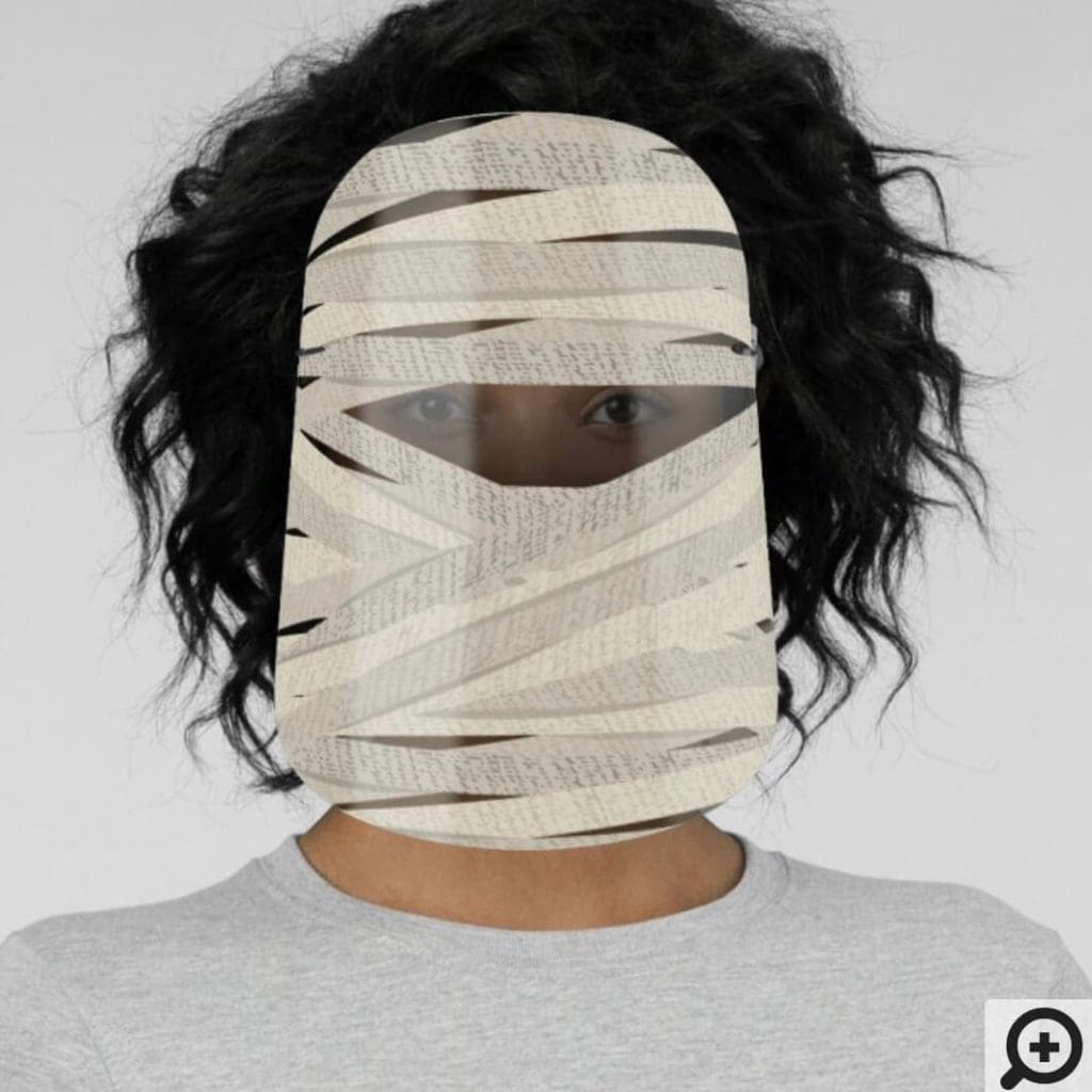Fun Halloween Wrapped Up Mummy Face Shield - Moodthology Papery