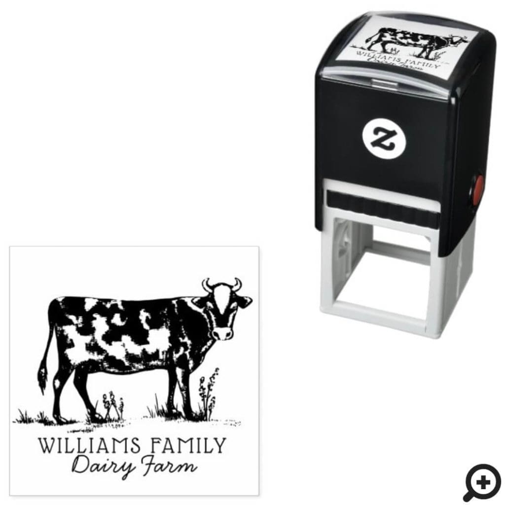 Rustic Vintage Sketch Farm Dairy Cow Self-inking Stamp - Moodthology Papery