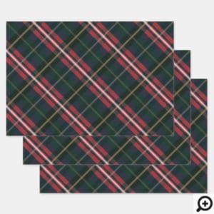 Festive Stylish Dark Red & Green Plaid Pattern Wrapping Paper Sheets ...