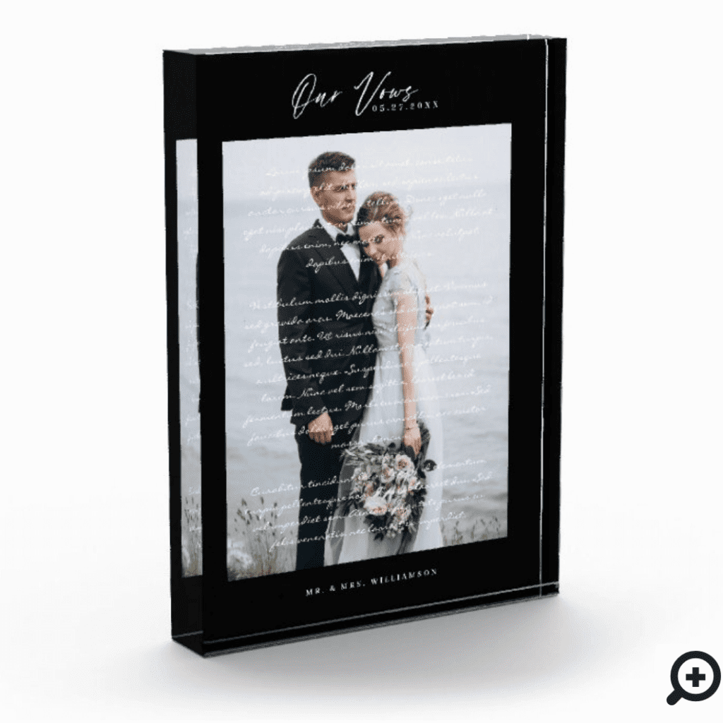 Wedding Vows Script & Minimal Black Frame Photo Block - Moodthology Papery