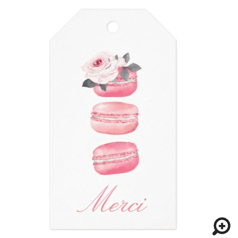 Watercolor Floral Pink Macaron Merci/Thank You Gift Tags - Moodthology ...