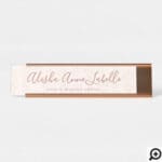 Elegant & Modern Floral Blush Pink Pattern Desk Name Plate ...