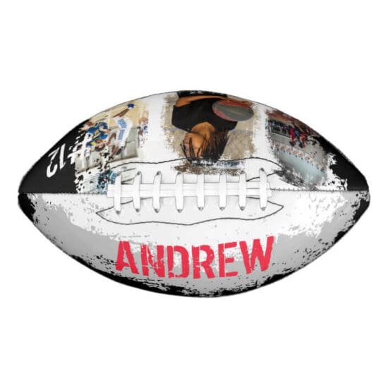 Sporty Custom Player Name & Number 3 Photo Collage Black And Grey Football - Moodthology Papery