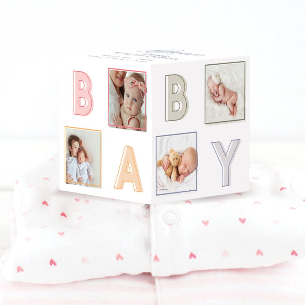 Modern Baby Block Letters Photo Grid Collage Girl Cube - Moodthology Papery