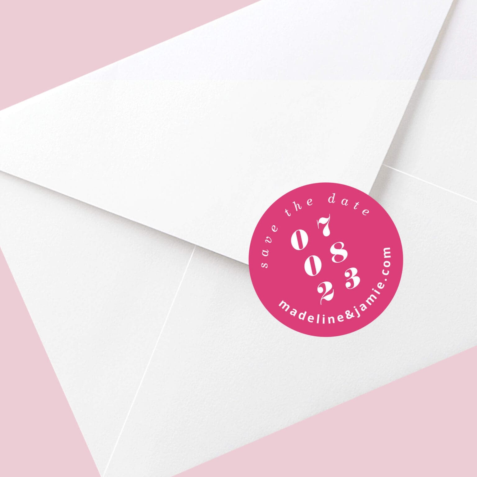 Minimal Bold Wedding Date Save the Date Magenta Classic Round Sticker ...