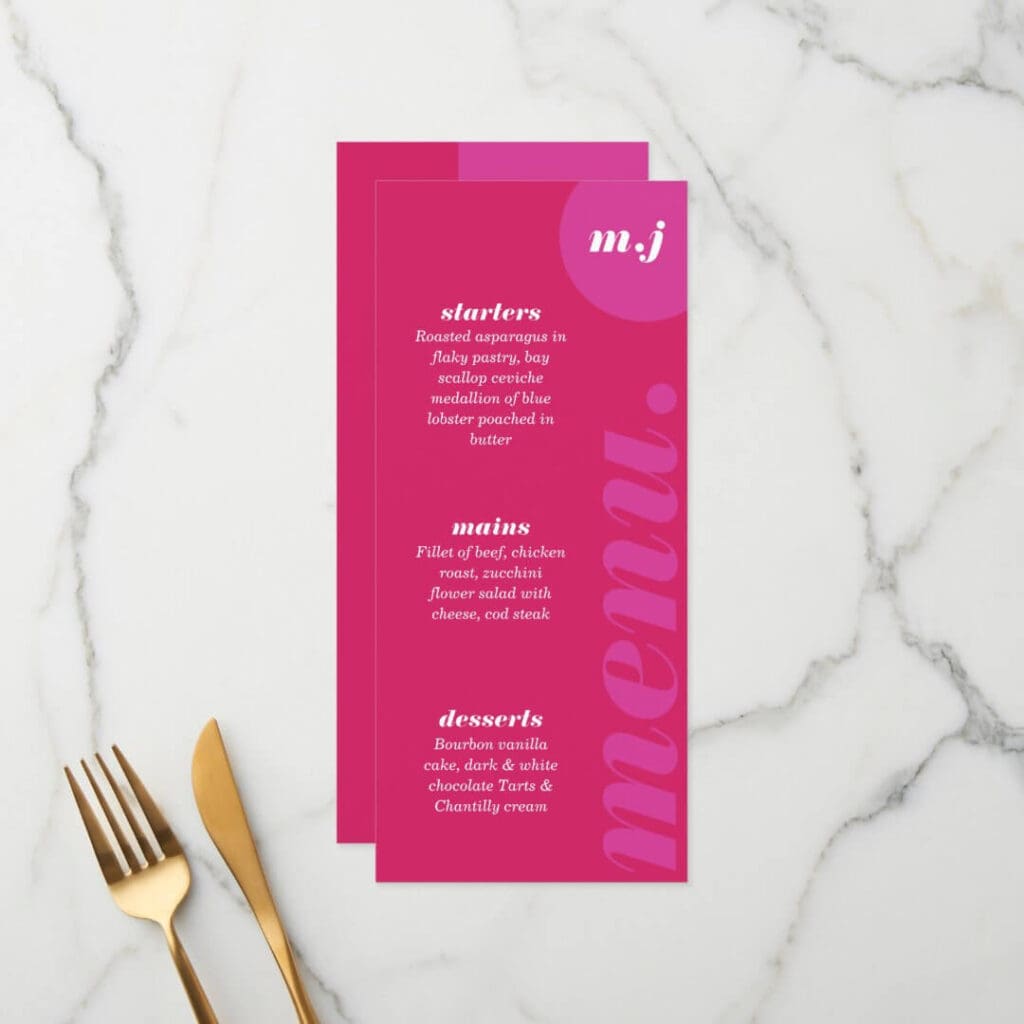 Modern Minimal Pink & Magenta Retro Arch Bold Menu - Moodthology Papery