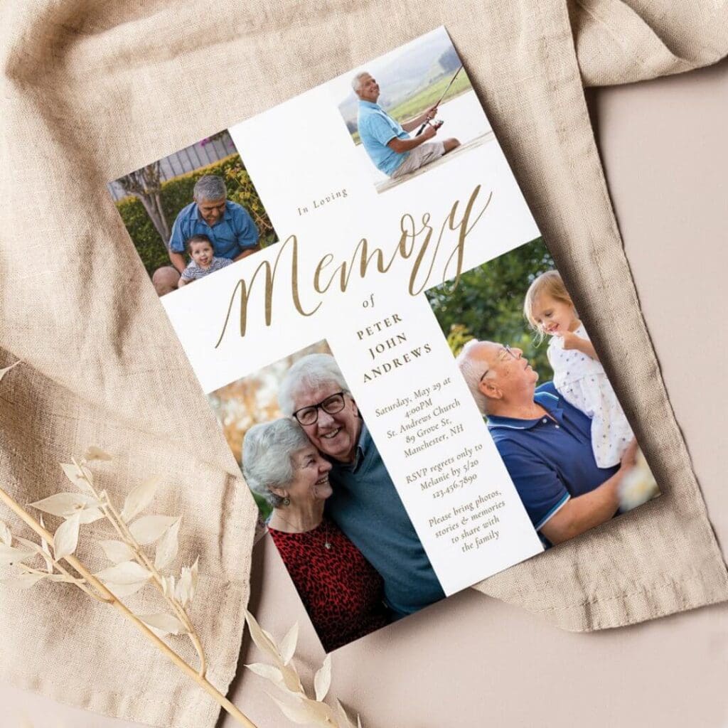 Loving Memory Calligraphy Photo Memorial Service Invitation ...