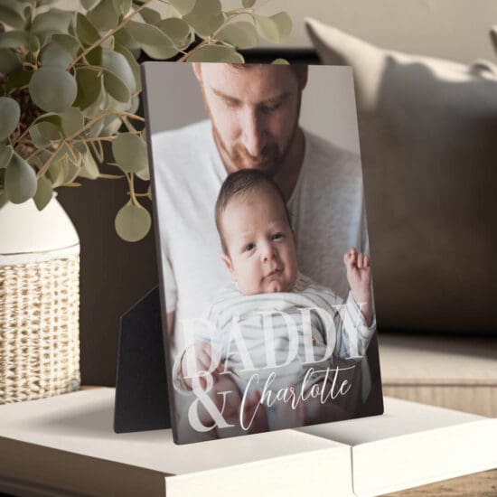 Modern Custom Photo Daddy & Baby Name Keepsake Plaque - Moodthology Papery