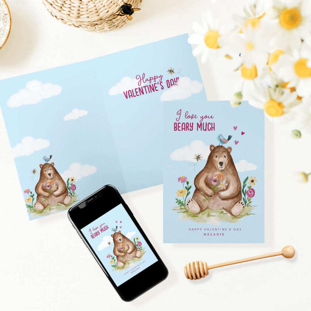 I Love You Beary Much Happy Valentine Day Bear Holiday Card ...