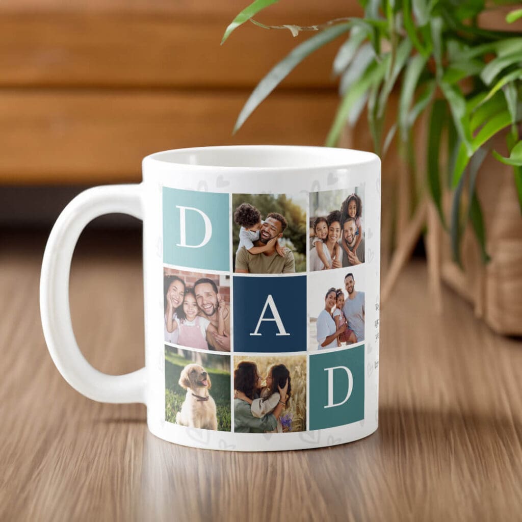 Dad Photo Square Gird Monogram & Personalized Coffee Mug - Moodthology ...