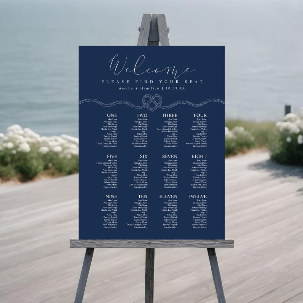 Tying the Knot Navy Nautical Wedding Seating Chart Foam Board ...