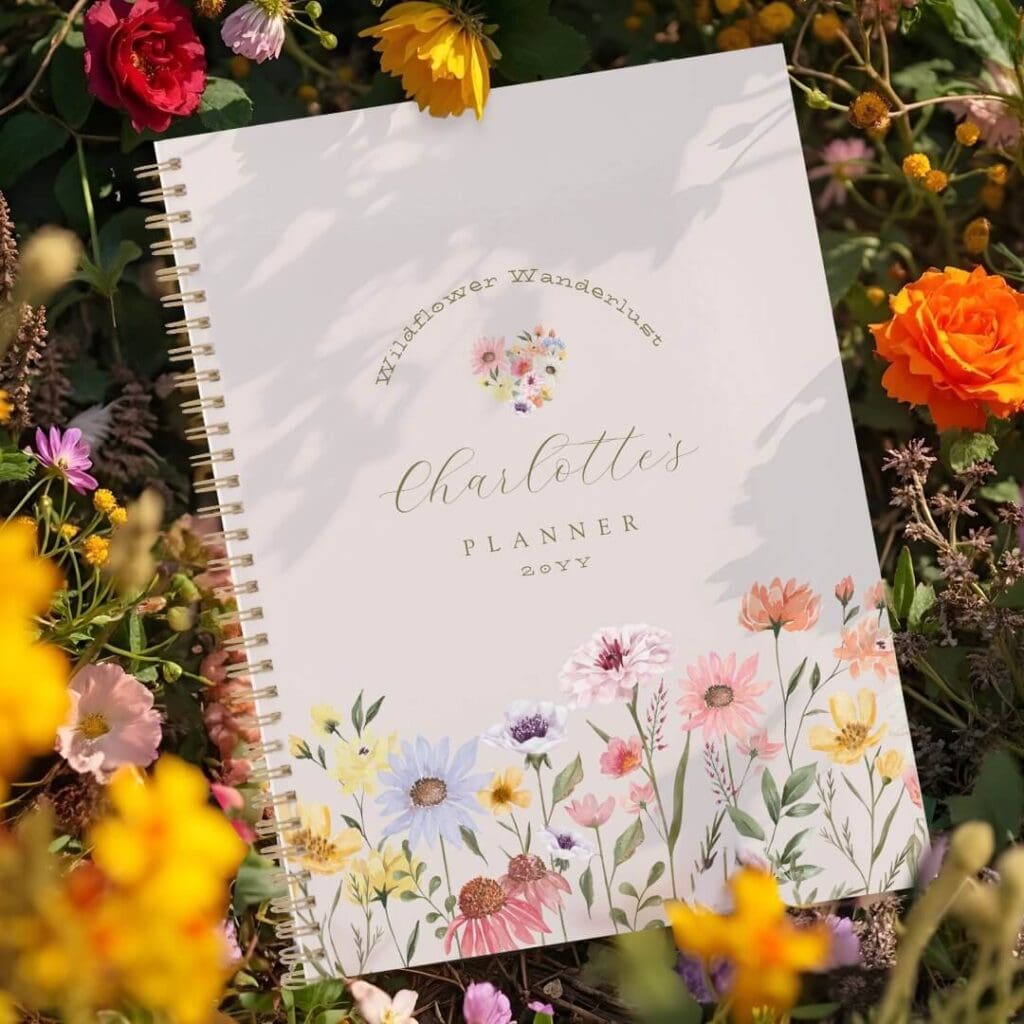 Wildflower Wanderlust Cute Watercolor Florals Planner - Moodthology Papery
