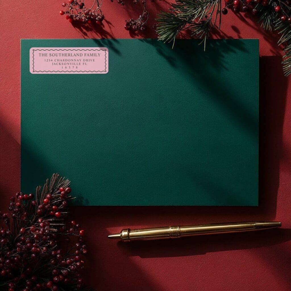 Minimal Modern Retro Pink & Green Wavy Line Family Label - Moodthology ...