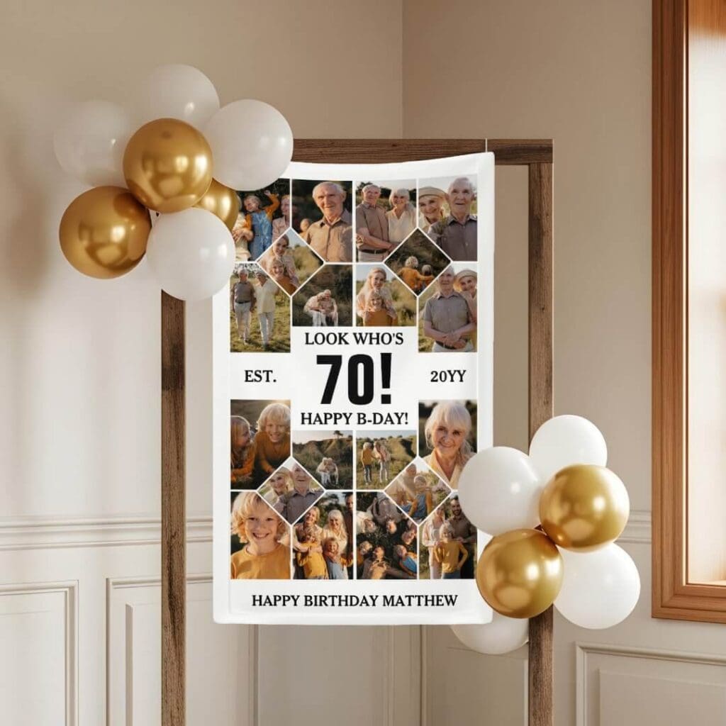 Look Who's 50 Happy Birthday Photo Collage Party Banner (Copy ...