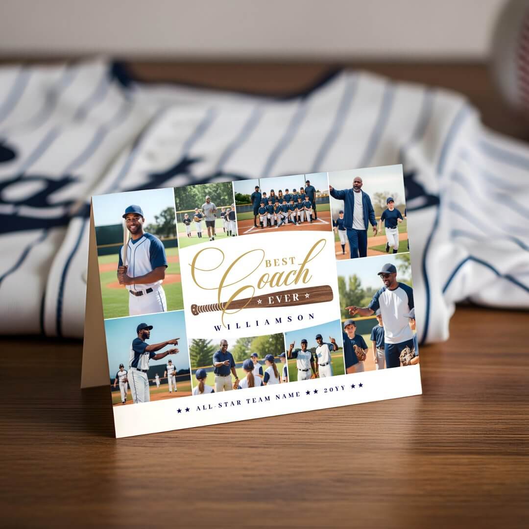 Best Baseball Coach Ever Team Sports Photo Collage Thank You Card ...